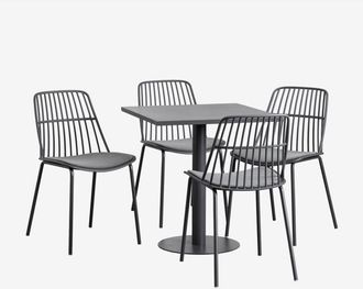 Sklum Sklum - Mizzi 70x70 cm quadratisches Tischset und 4 Maeba Gartenst&uuml;hle Grau Graphit