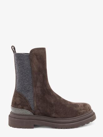 Brunello Cucinelli Suede boots with Monili details - BRUNELLO CUCINELLI - gender_Woman