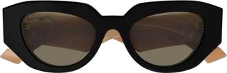 Gucci lunettes de soleil &agrave; d&eacute;tail logo - Noir