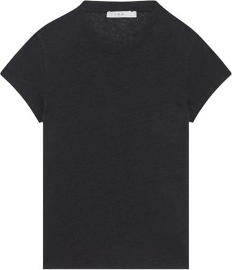 Iro Iro, Femme, Tops, Noir, Taille: 38 FR T-shirt en Lin Noir Style Troisième