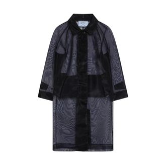 Prada Einknopfmantel aus Crinoline - - Coats - Damen - Blau - M