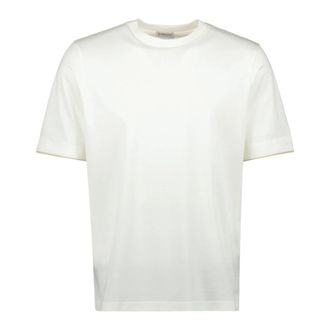 Moncler Homme, Tops, Blanc, Taille: S T-shirt blanc avec bordure
