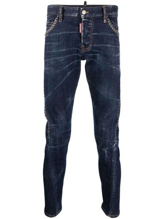 Dsquared2 jean skinny &agrave; d&eacute;tails de clous - Bleu