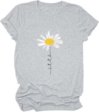 Generic T-shirt Imprim&eacute; Femme T-shirt avec Col Rond Imprim&eacute; Fleurs D&eacute;contract&eacute; Chic Printemps &Eacute;t&eacute; Top Coupe ample Femmes &agrave; Manches Longues Fille, GY2., XXL