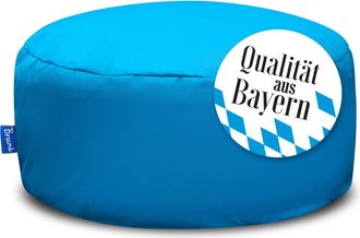 Bruni Pouf Sitzhocker M in Blau - runder Sitzpouf, Indoor und Outdoor als Fußhocker, Yoga-Sitzkissen, Meditationskissen geeignet, in Deutschland gefertigt