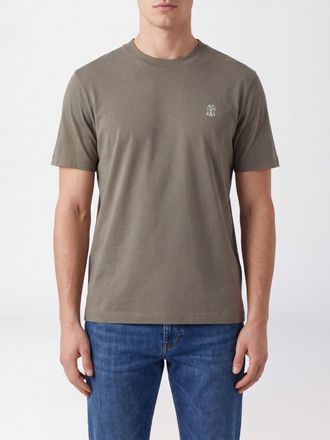 Brunello Cucinelli Baumwoll-T-Shirt mit Rundhalsausschnitt und Kontrastlogo