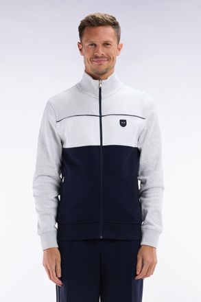Eden Park Sweatshirt Zipp&eacute; En Coton Interlock Gris Coupe Droite