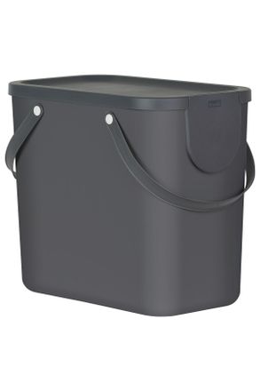 Rotho Abfallsammler Albula, Anthrazit, Kunststoff, 25 L, 23.5x34x40 cm, Blauer Engel, Reach, DIN EN ISO 9001, Küchen, Küchenausstattung, Mülleimer