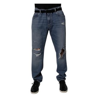Dolce & Gabbana Tattered Straight Denim Jeans - - Jeans - Herren - Blau - 3XL