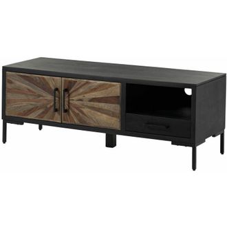 Massivmoebel24 TV-Board Sheesham 136x45x50 schwarz lackiert sun 105