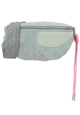 Fritzi Aus Preu&szlig;en Fritzi Bum Bag Big Limited Flocked Soft Salbei G&uuml;rteltasche Crossbody Vegan Lederimitat Flockung Damen Bauchtasche Festival mit Rei&szlig;verschluss verstel