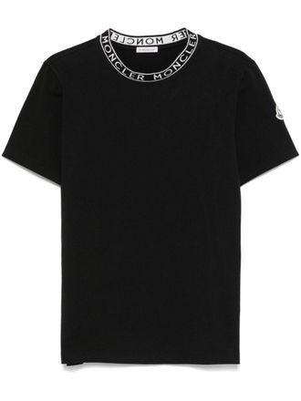 Moncler t-shirt en coton à bande logo - Noir