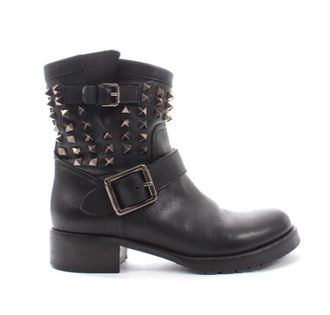 Valentino Garavani Valentino Noir black rockstud biker boots Size 36.5