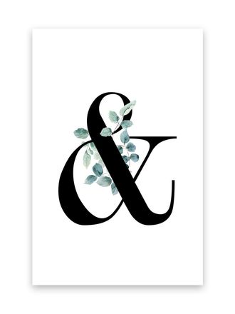 Bildershop-24 Kunstdruck Poster Bild Druck Motiv: Buchstabe & Ranken Bl&auml;tter Design 21x30cm