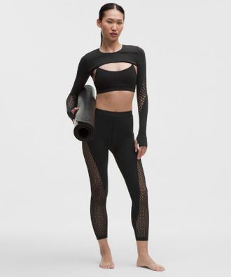 lululemon RevealKnit Interlace Mid-Rise Leggings 7/8 Length f&uuml;r Frauen - Gr&ouml;&szlig;e 10 in Black