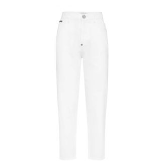 Philipp Plein Femme, Jeans, Blanc, Taille: W27 Denim Pantalons Mom Fit Logo