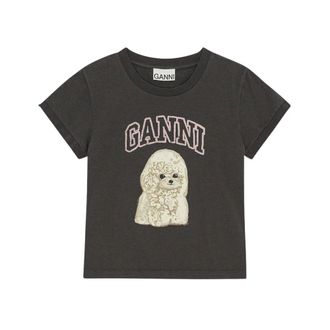 Ganni Femme, Tops, Gris, Taille: 42 FR Poodle Baby Fit T-shirt