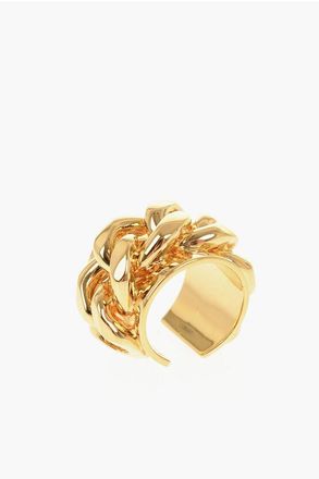 Balmain Golden Effect Brass Ring with Overlapping Chain size S