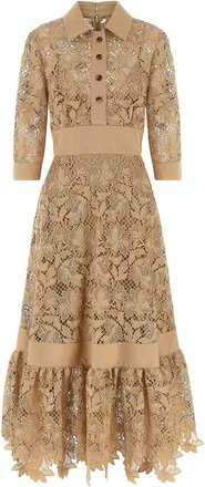 Elie Saab Knielanges Kleid - Beige