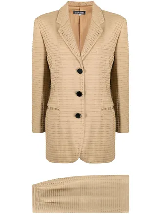 Giorgio Armani jupe-tailleur à nervures (années 1990) - Tons neutres