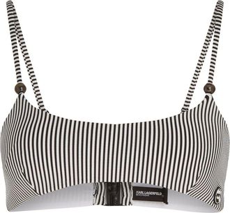 Karl Lagerfeld Gestreiftes Ikon Bikinioberteil - Schwarz