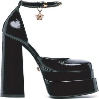 Versace Femme, Chaussures, Noir, Taille: 37 EU Sandales Plateformes en Cuir