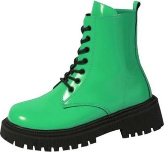 Generic Bottes &agrave; lacets pour femme - Talon bas et &eacute;pais - Fermeture &eacute;clair lat&eacute;rale - &Eacute;l&eacute;gantes et polyvalentes - Semelle antid&eacute;rapante - Confortables - Pour 