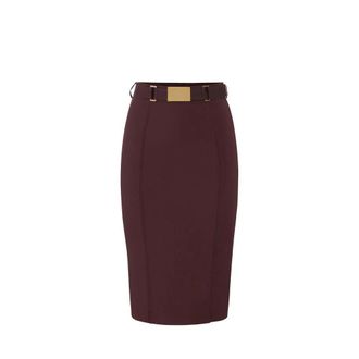 Elisabetta Franchi Midi-Rock aus technischem Bi-Elastic-Gewebe - - Skirts - Damen - Braun - S