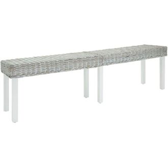 vidaXL Vidaxl - Banc Blanc 160x35x45 cm Rotin kubu naturel et acajou solide