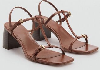 Mango Riemen-Sandalette mit Schnalle mittelbraun - Damen - 42 - MANGO