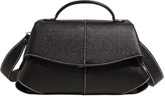 Generic Sac &agrave; main &eacute;l&eacute;gant pour femme en cuir synth&eacute;tique noir, sac &agrave; bandouli&egrave;re classique avec poign&eacute;e de transport, surface structur&eacute;e