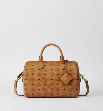 MCM Ella Boston Tasche in Visetos COGNAC VISETOS