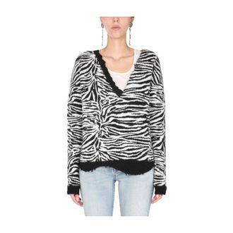 Saint Laurent V Neck Asymmetric Bottom - - Knitwear - Damen - Schwarzk - S