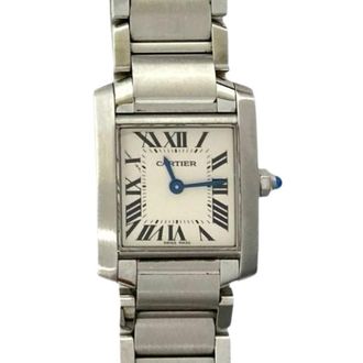 Cartier Montre bracelet Tank Fran&ccedil;aise Pre-owned en acier inoxydable &agrave; quartz - Homme - Pre-owned - Gris - Taille: ONE Size