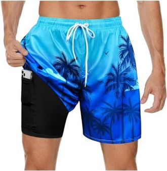 Generic HUIWDP Short de bain d&eacute;t&eacute; tendance en polyester pour homme S&eacute;chage rapide Taille &eacute;lastique Pantalon de plage Traje De Ba&ntilde;o, A25, 4XL