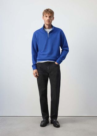 Mango Sweat coton m&eacute;lang&eacute; fermeture &Eacute;clair bleu encre - Homme - XXL - MANGO MAN
