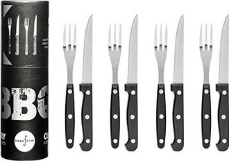 Sagaform BBQ Besteck, Edelstahl/Kunststoff, schwarz, 22x2x1 cm, 8-Einheiten