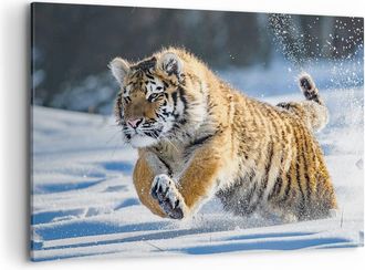 Arttor Bilder auf Leinwand 100x70cm Leinwandbild mit Rahmen tiger tier Groß Wanddeko Bild Schlafzimmer Küche Deko Wandbilder Dekoration Wohnzimmer Wall Decor