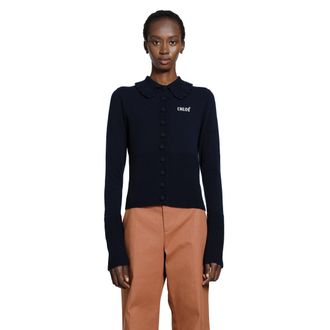 Chlo&eacute; Logo Embroidered Wool Cardigna