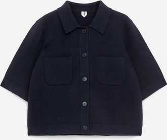Arket Kurz&auml;rmlige Strickjacke -Blau