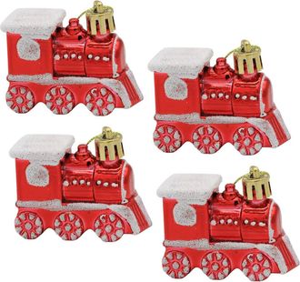 NUOBESTY 4 St&uuml;ck Weihnachtszug H&auml;ngeornament aus Kunststoff Kleine Rote Weihnachtsanh&auml;nger f&uuml;r Weihnachtsbaum und Raumdekoration Festliche H&auml;ngedeko f&uuml;r Weihna