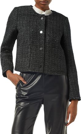 Comma Bouclé-Jacke mit Fransen-Detail und Glitzergarn