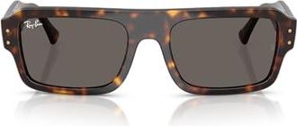 Ray-Ban Rb4454 Lukas Lunettes de soleil rectangulaires, Havana/Gris foncé, 53 mm