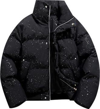 Generic Doudoune chaude pour homme à manches longues et fermeture éclair intégrale - Style vintage - Col montant - Coupe décontractée - Pour le camping et la 