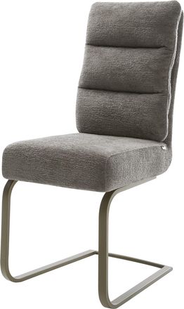 DELIFE Schwingstuhl Pela-Flex Freischwinger flach Effektfinish Titan Boucl&eacute; Soft Schlamm Taschenfederkern