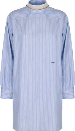 Prada Besticktes Streifen-Popeline-Top - - Dresses - Damen - Blau - S