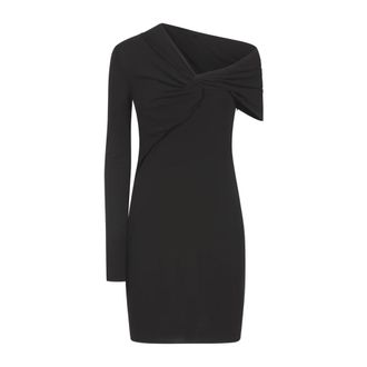 Saint Laurent Asymmetrisches Kleid aus Cr&ecirc;pe-Strick - - Dresses - Damen - Schwarzk - XS