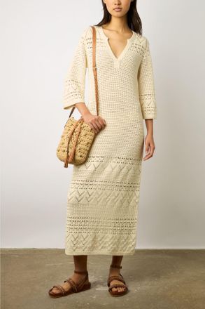 Gerard Darel Robe longue en crochet - EMANUELA - Ecru