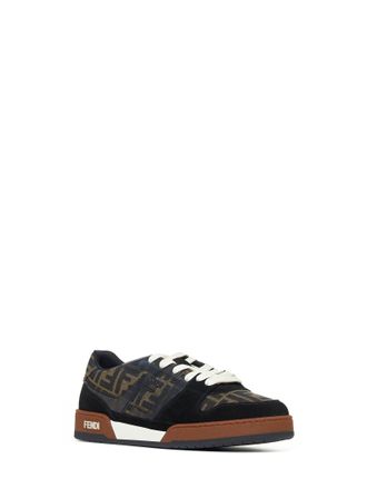 Fendi Mens Sneakers Match Black And Brown Calf Leather Trainers