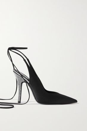 The Attico Venus Pumps Aus Satin Mit Kristallen - Schwarz